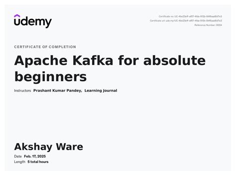 successfully completed apache kafka tutorials very crisp and clear