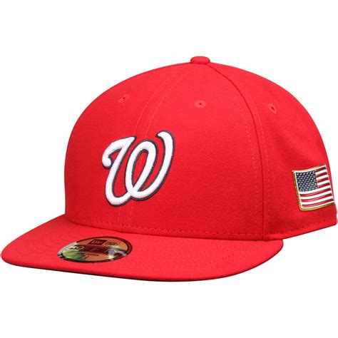 New Era Washington Nationals Red Authentic Collection On Field Us Flag