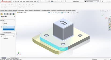 Move Face Trong Direct Editing Tools Solidworks