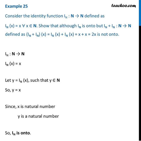 Example Consider Identity Function In X Show That In Is Onto