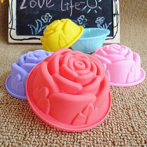 멀티 컬러 실리콘 컵케익 라이너 금형 머핀 케이스 5 개 장미 모양 컵 케이크 도구 빵집 과자 도구 8cm 무작위 색상 Mf126muffin Casescake