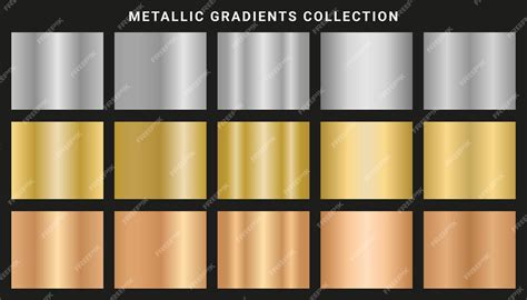 Premium Vector Silver Gold Bronze Or Metallic Color Gradient Ideas Set