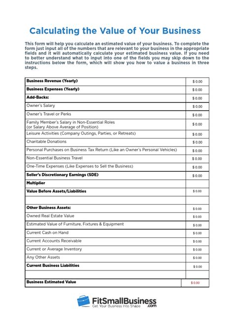 Calculating Your Business Value 3 Pdf Valuation Finance Expense
