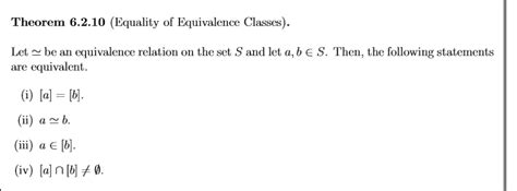 solved theorem 6 2 10 equality of equivalence classes letbe