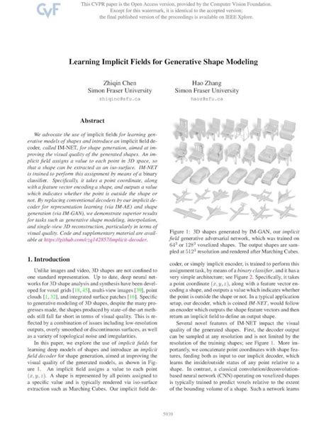 pdf learning implicit fields for generative shape modeling · 2019 6