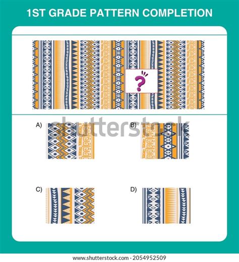 1st Grade Pattern Completion Questions Stock Vector Royalty Free