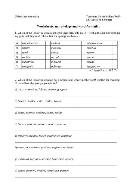 Worksheetsmorphologyandwordformationpdf