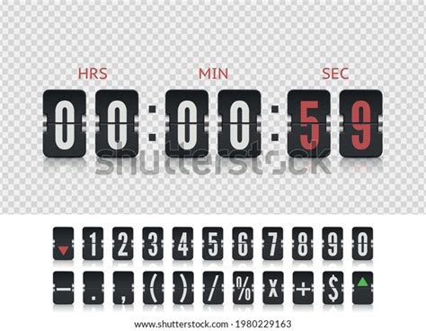 Scoreboard Number Symbol Font Reflections Isolated Stock Vector