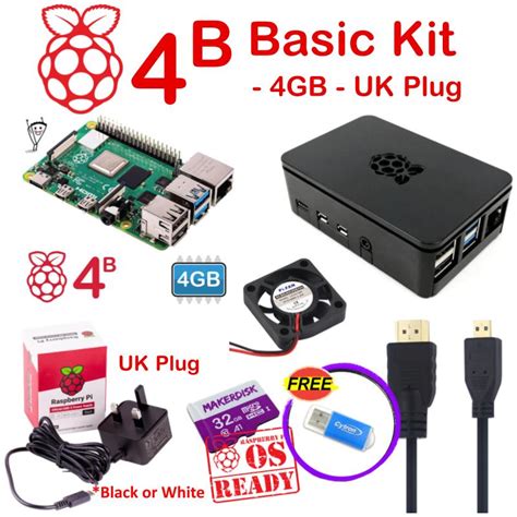 Raspberry Pi 4 Model B Basic Kits UK Plug