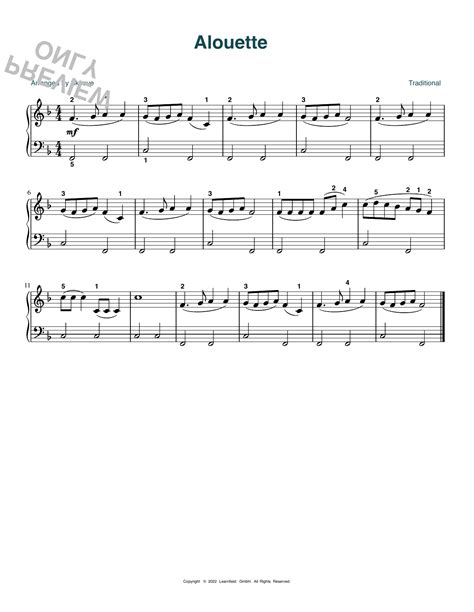 Traditional Alouette Arr Skoove Sheet Music Notes Chords Sheet Music Notes Music Notes