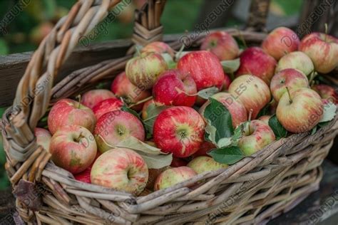 Freshly Picked Apples In Wicker Basket 4269285