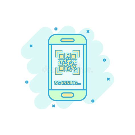 Qr Code Scan Phone Icon In Flat Style Scanner In Smartphone Vector Illustration On Black Round