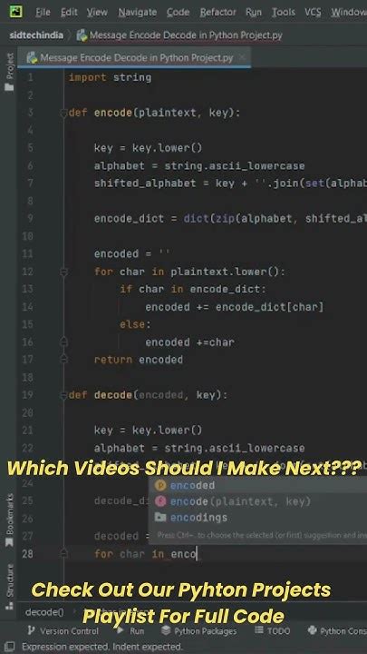 Message Encode Decode In Python Project Trick 🤫 Message Python Coding Programming Youtube