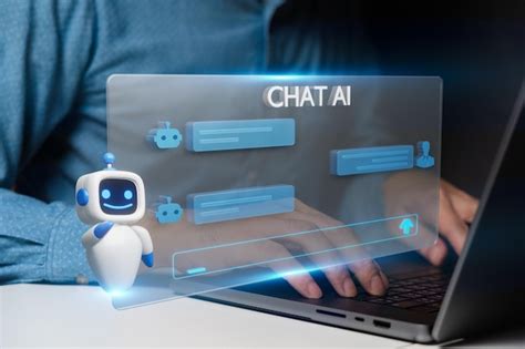Chat Ai Interface On Laptop Premium Ai Generated Image