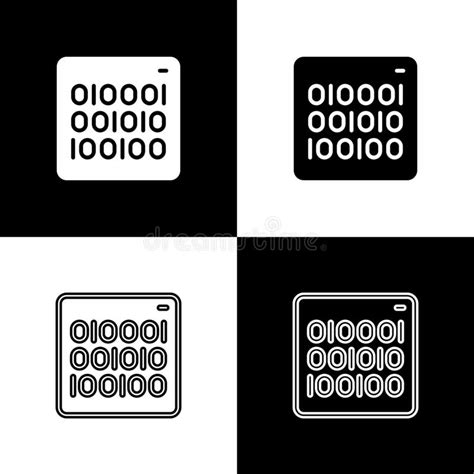 Set Binary Code Icon Isolated On Black And White Background Vector Stock Vector Illustration