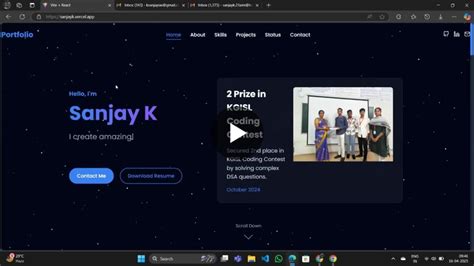 Portfolio Webdevelopment Reactjs Emailjs Opentowork Developerjourney… Sanjay K