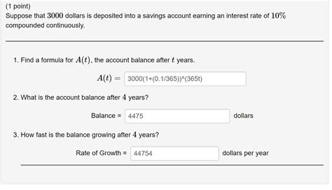 Solved 1 Point Suppose That 3000 Dollars Is Deposited Into