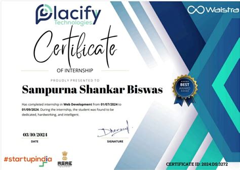 Internship Jobsearch Webdeveloper Placifytech Sampurna Biswas