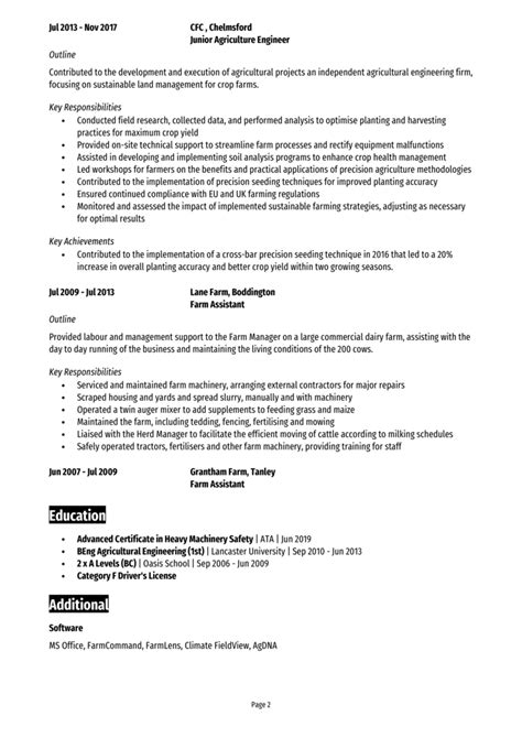 Agricultural Engineer Cv Example Guide [get Hired Quick]