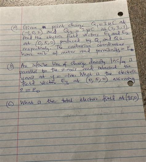 solved a given point charge q1 3μc at −1 0 2 and q2 2μc