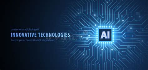 Brain Shaped Circuit Board With Chip Artificial Intelligence Digital Memory Stock Vector