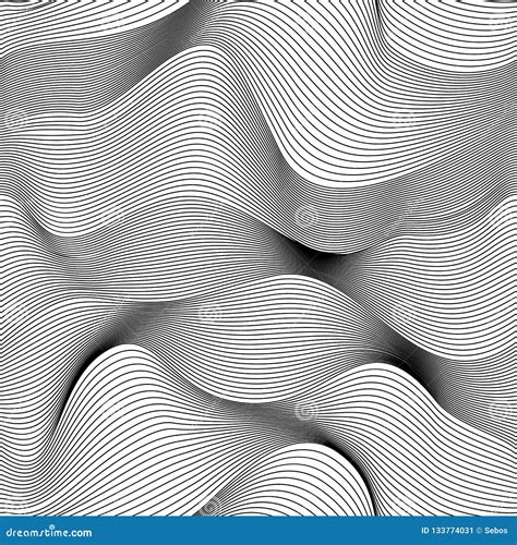 Abstract Vector Seamless Moire Pattern With Waving Curling Lines