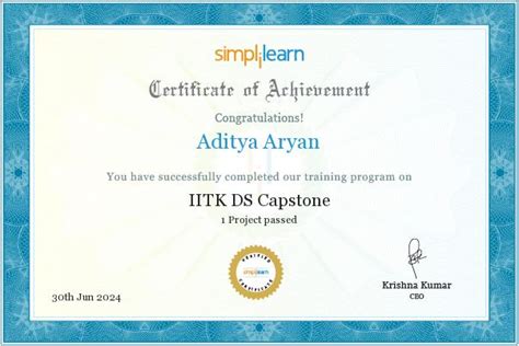 Aditya Aryan On Linkedin Aditya Aryan Has Successfully Completed The Iitk Ds Capstone Online Course