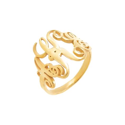 Adina Eden Solid Mongram Name Ring