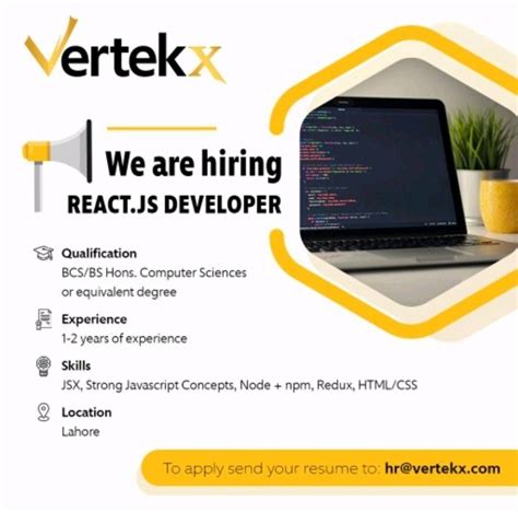 Hiring Careers Recruitment Developer Lahore Reactjsjobs