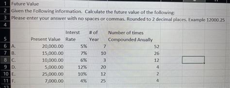 Solved 1 Future Value 2 Given The Following Information Chegg Com