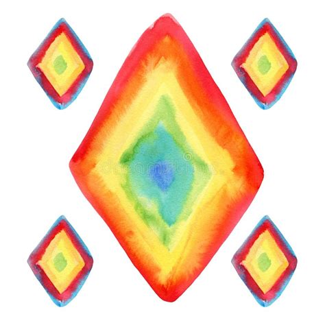 Cute Bright Rainbow Color Watercolor Rhombus Stock Image Image Of