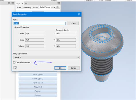clear appearance overrides in derived parts gets stuck the first time
