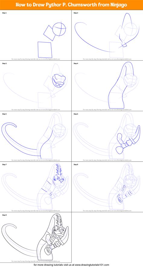 How To Draw Pythor P Chumsworth From Ninjago Ninjago Step By Step