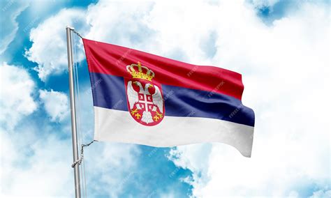 Premium Photo Serbia Flag Waving On Sky Background 3d Rendering
