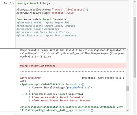 Solved Error Import Sequential From Kerasmodels In Tool Alteryx Community