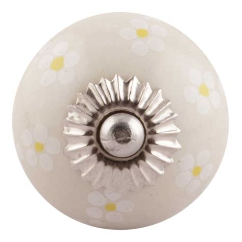Cream Tiny Flower Ceramic Wardrobe Knobs