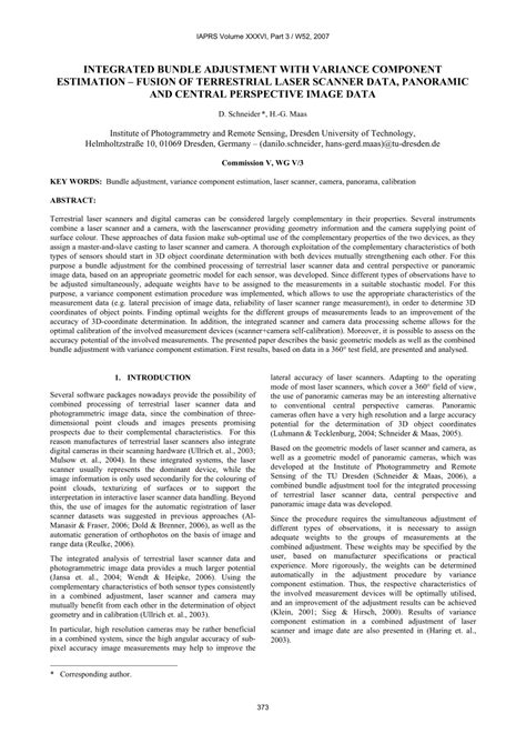 Pdf Integrated Bundle Adjustment With Variance Component Estimation
