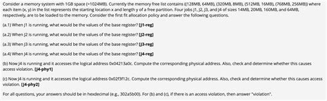 Solved Consider A Memory System With GB Space MB Chegg Com