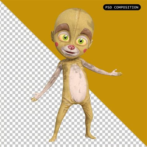 Premium Psd Psd Toon Puppet Dirty Isolated 3d Render Illustration