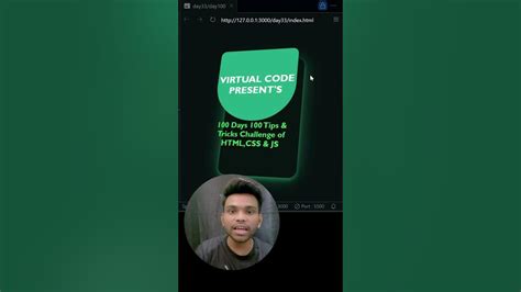 3d card using html css and js 🔥 day33 day100 html css js shorts