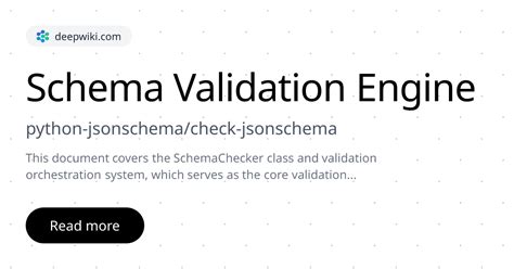Schema Validation Engine Python Jsonschemacheck Jsonschema Deepwiki