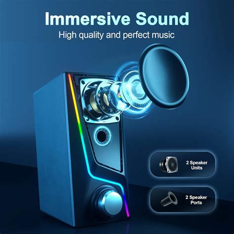 Buy Computer Speakers Rgb Pc Speakers With 6 Colorful Led Modes Usb Powered Computer Speakers