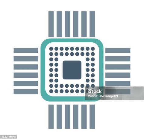 Single Chip Device Of Technology Electronic Microchip Microcircuit Stok Vektör Sanatı