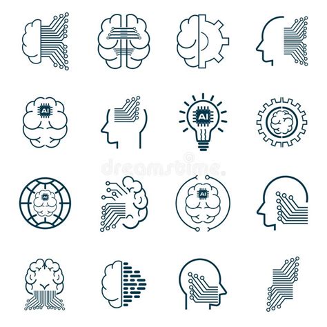 Artificial Intelligent Icons Set Collection Of High Quality Ai Symbols
