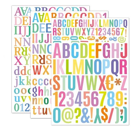 Multiple Fonts Colorful Alphanumeric Stickers Waterproof Decoration Diy