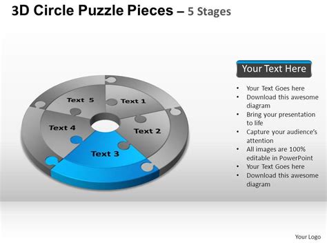 D Circle Puzzle Diagram Stages Slide Layout Ppt Templates PowerPoint Templates