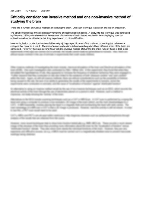 Solution Critically Consider One Invasive Method And One Non Invasive