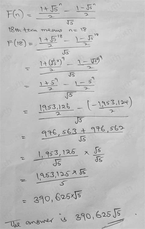 Solved What Is The 18th Term Of The Fibonacci Sequence 1 1 2 3