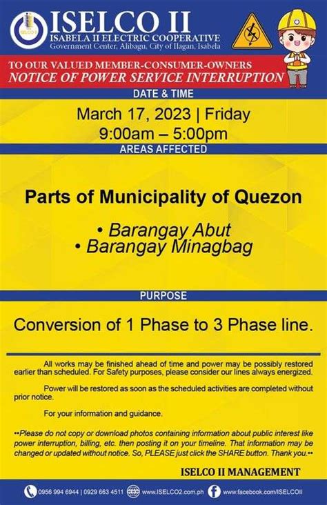 Notice Of Iselco Ii Scheduled Power Interruption