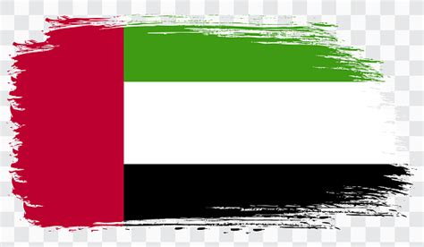 아랍에미리트 국기와 함께 그런 지 브러시 스트로크 수채화 그림 깃발 포스터 국기의 배너 스타일 수채화 그리기 투명한 배경에